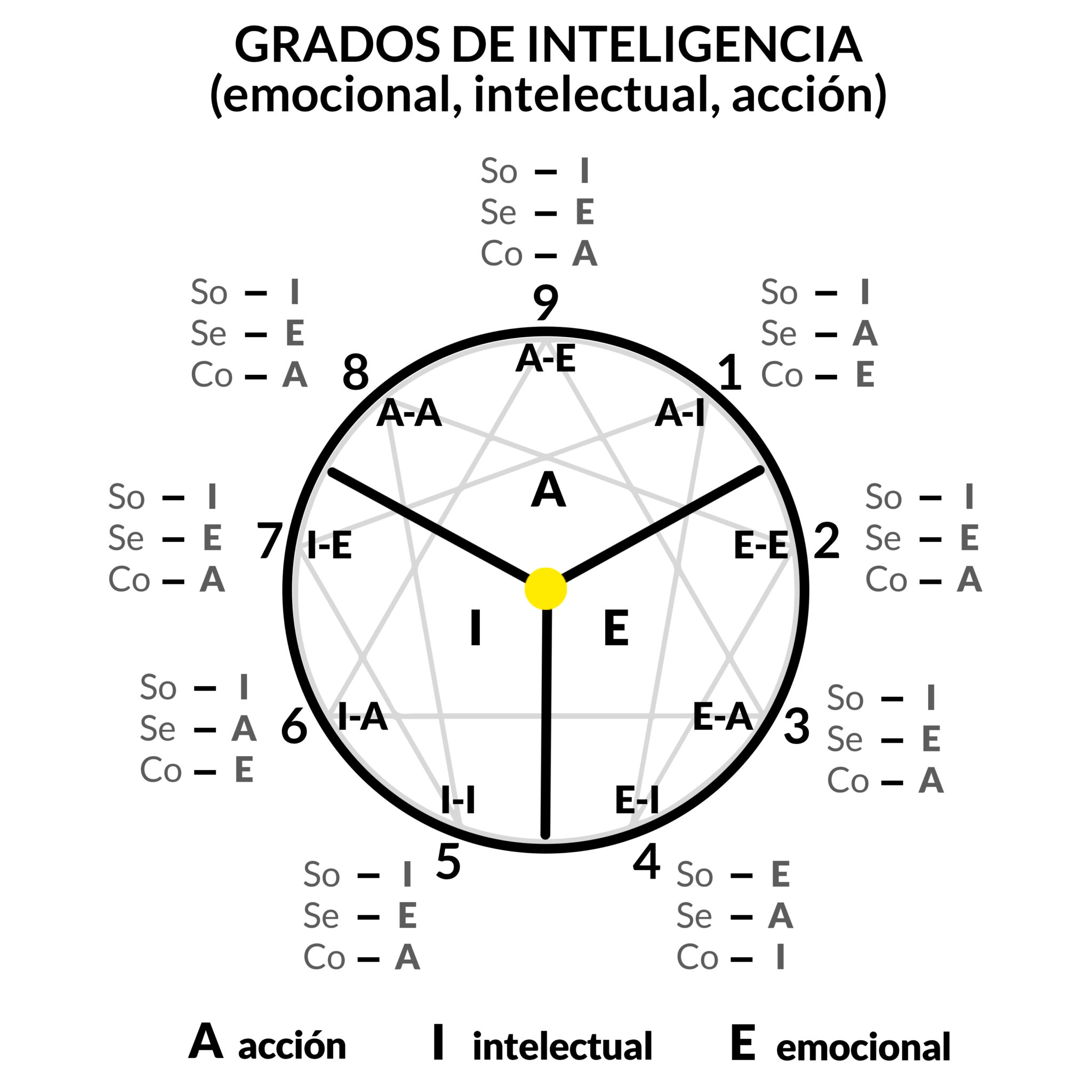 Grados de Inteligencia (emocional, mental, visceral) en cada triada del ...